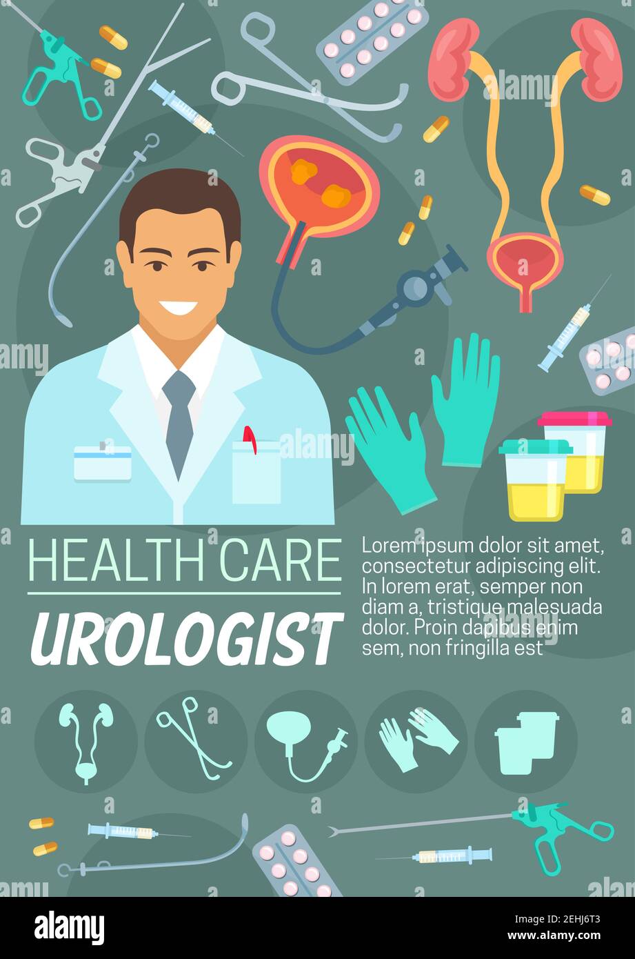 Urology medicine and helathcare medcial poster. Vector design of ...