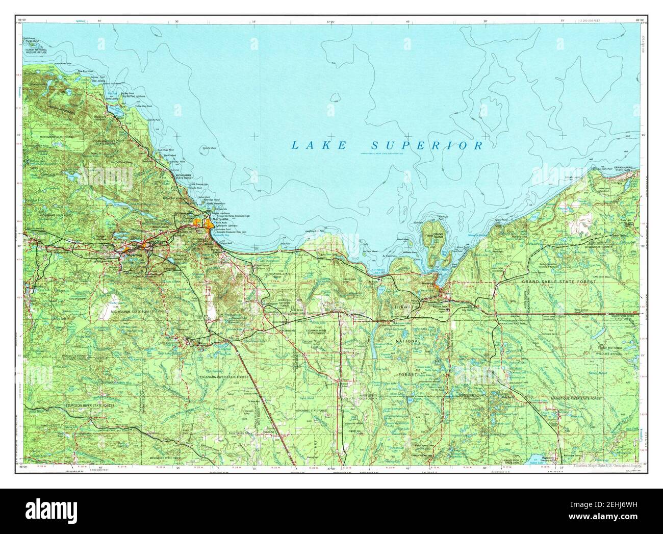 Marquette, Michigan, map 1958, 1:250000, United States of America by ...