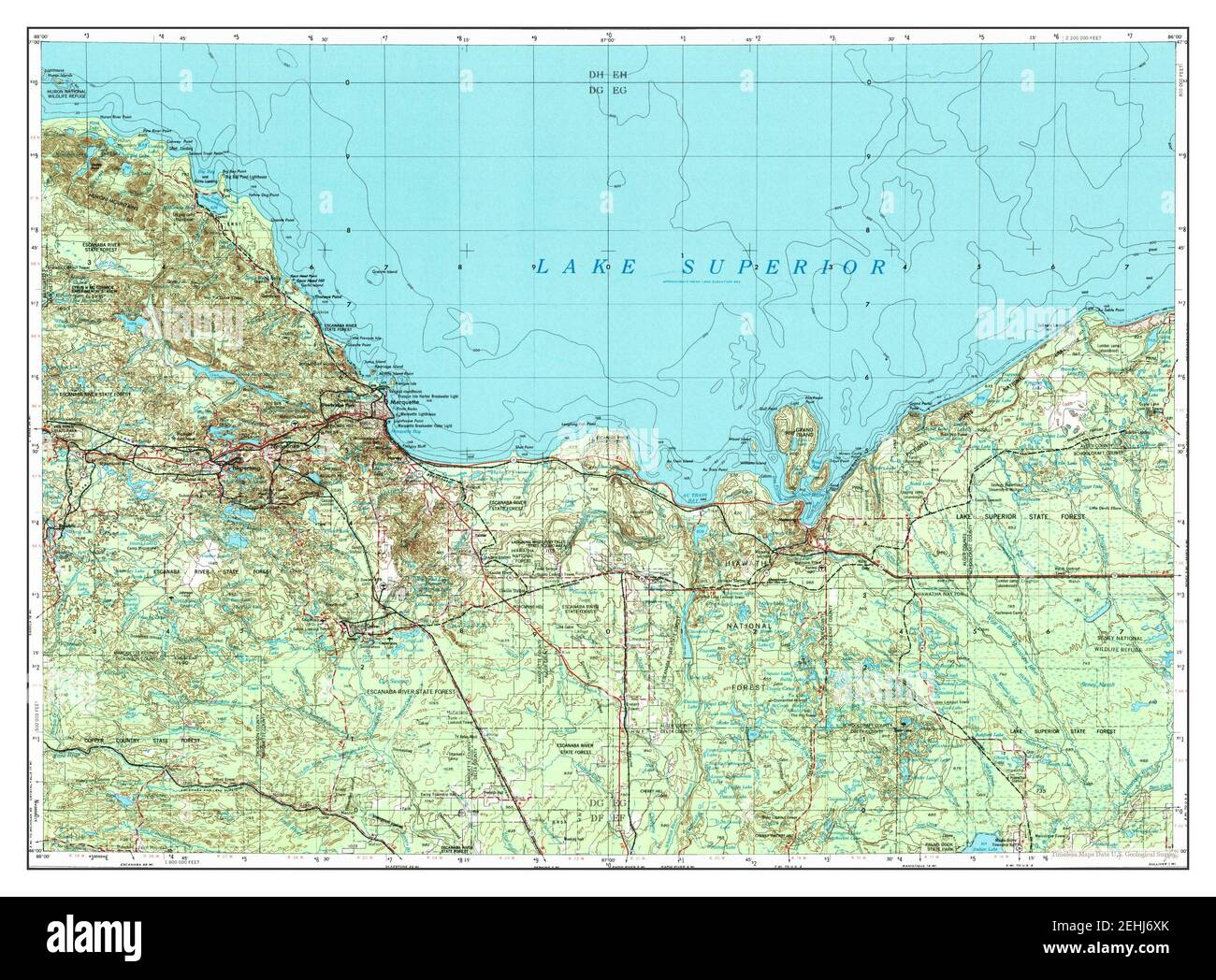 Marquette, Michigan, map 1958, 1:250000, United States of America by ...