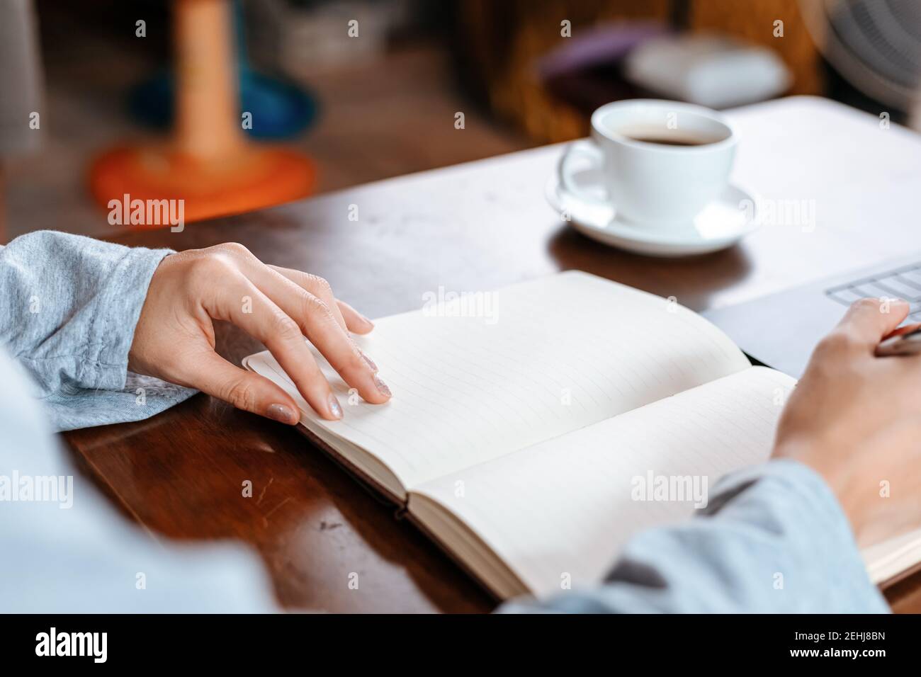 Student learning and hold pen for writing a note. Student learning at ...
