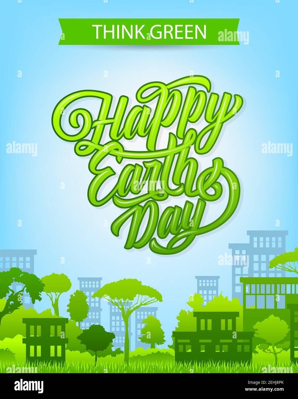 Happy Earth Day greeting poster for ecology and environment protection ...