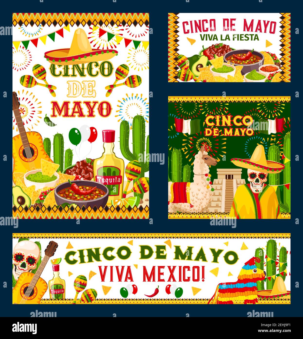 Cinco de Mayo holiday poster for mexican fiesta party design. Festive ...
