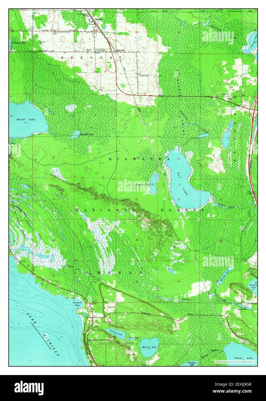 Moran, Michigan, map 1964, 1:24000, United States of America by ...