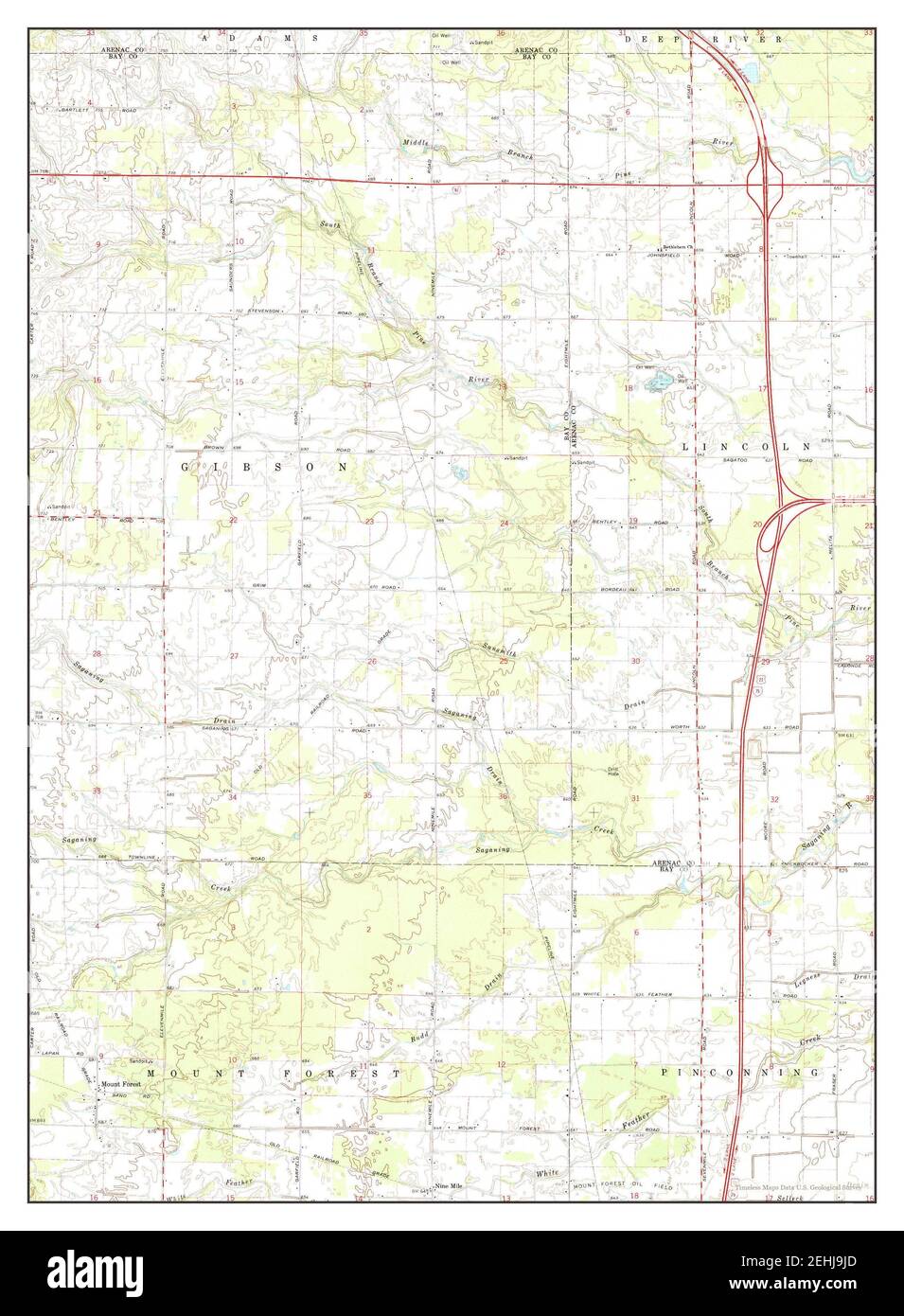Mount Forest, Michigan, map 1967, 1:24000, United States of America by ...