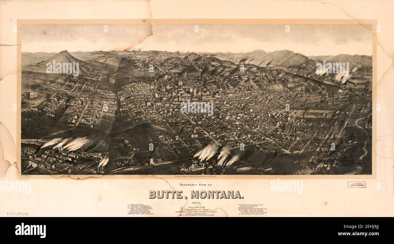 Panoramic view of Butte, Montana, 1904 - population 60,000, altitude ...