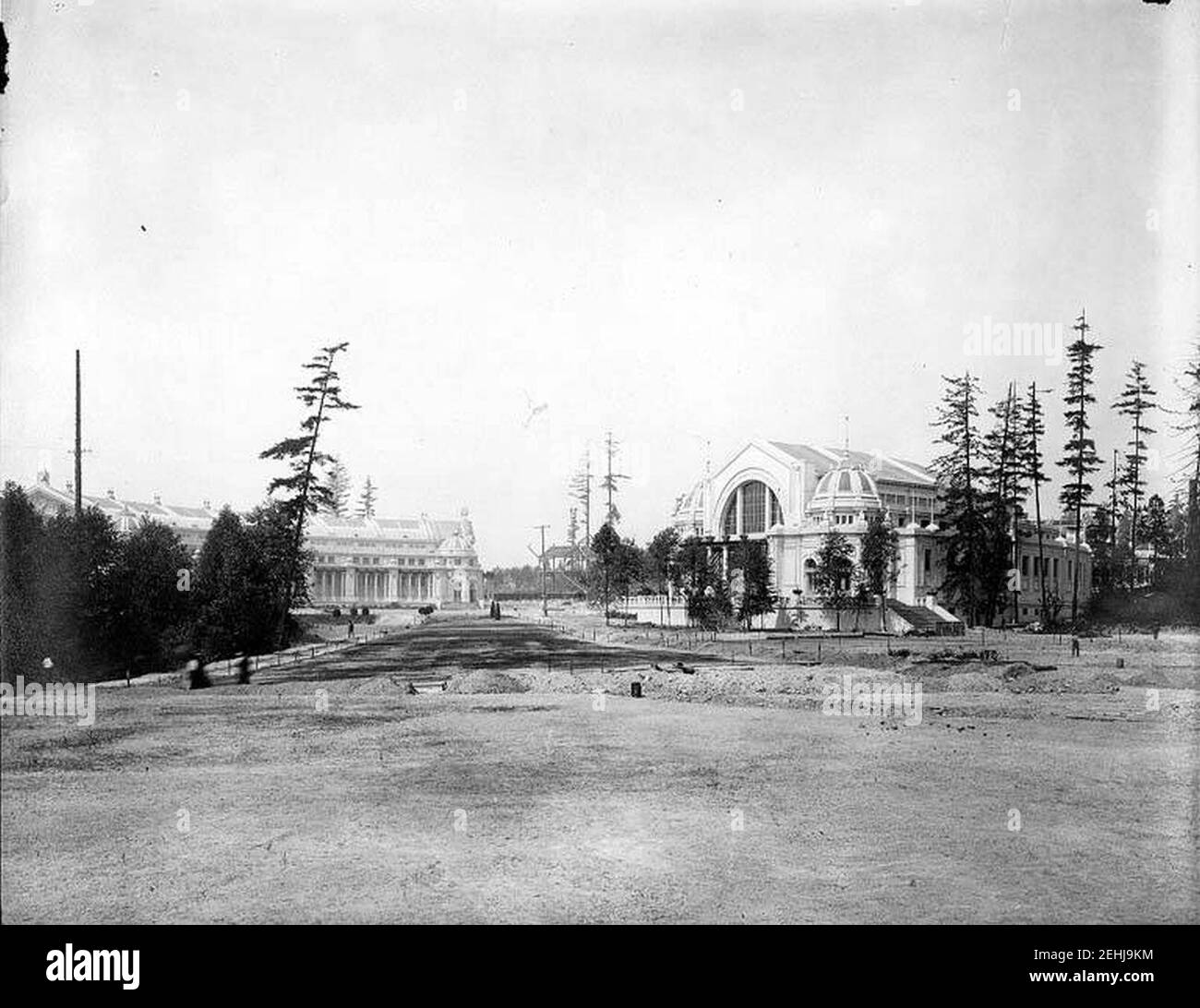 Panoramic view of grounds and buildings under construction, Alaska ...