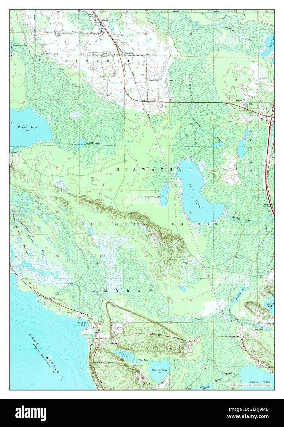 Moran, Michigan, map 1964, 1:24000, United States of America by ...