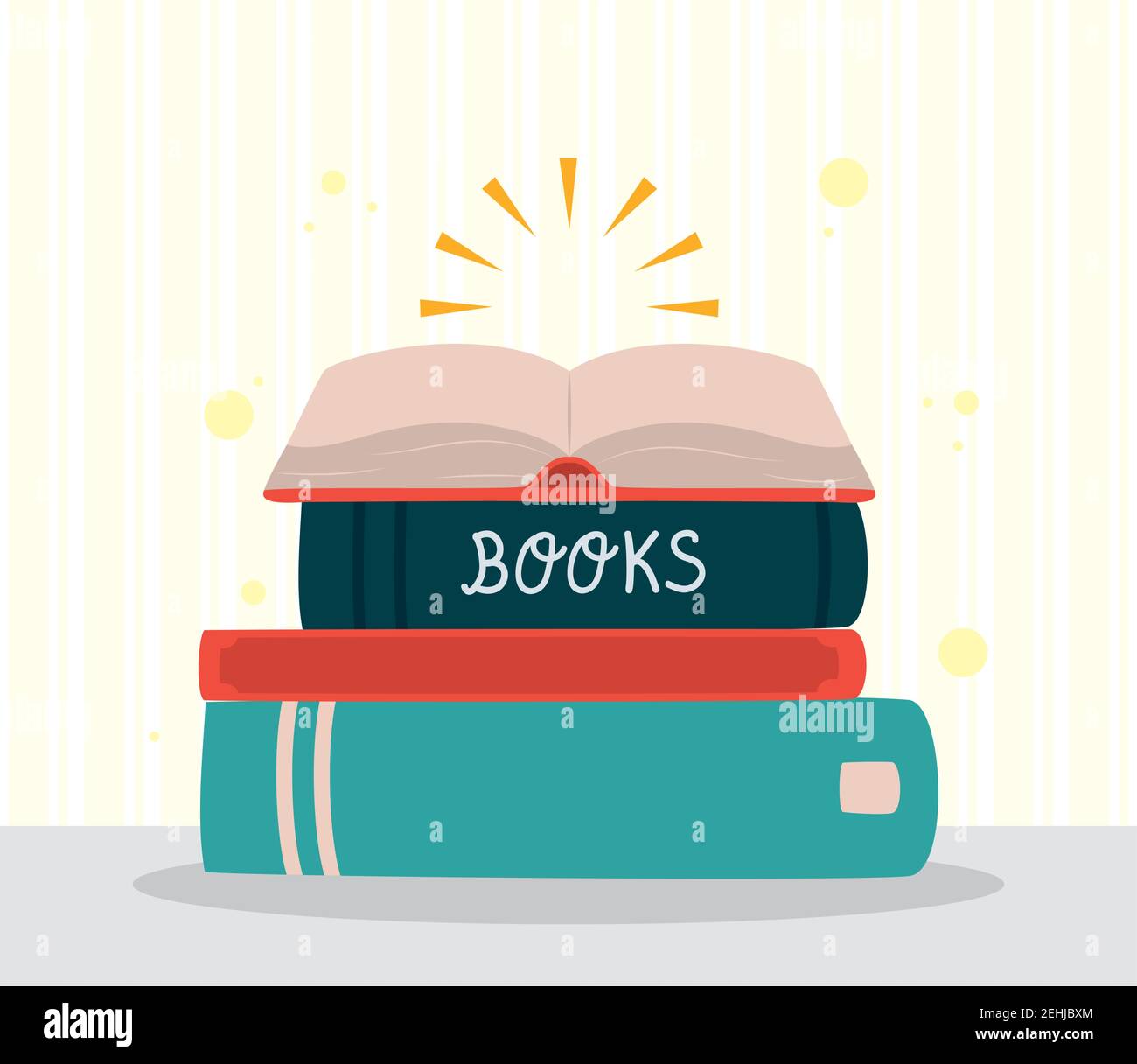 stack of books over white background, flat style, vector illustration ...