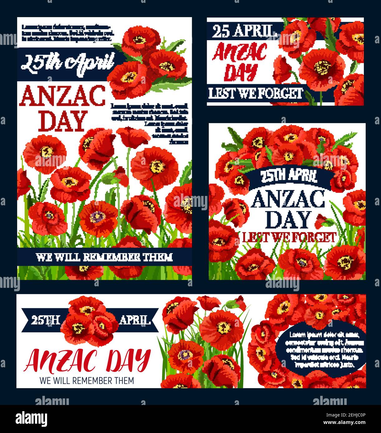 Anzac Day Lest We Forget greeting card and posters of poppy flowers ...