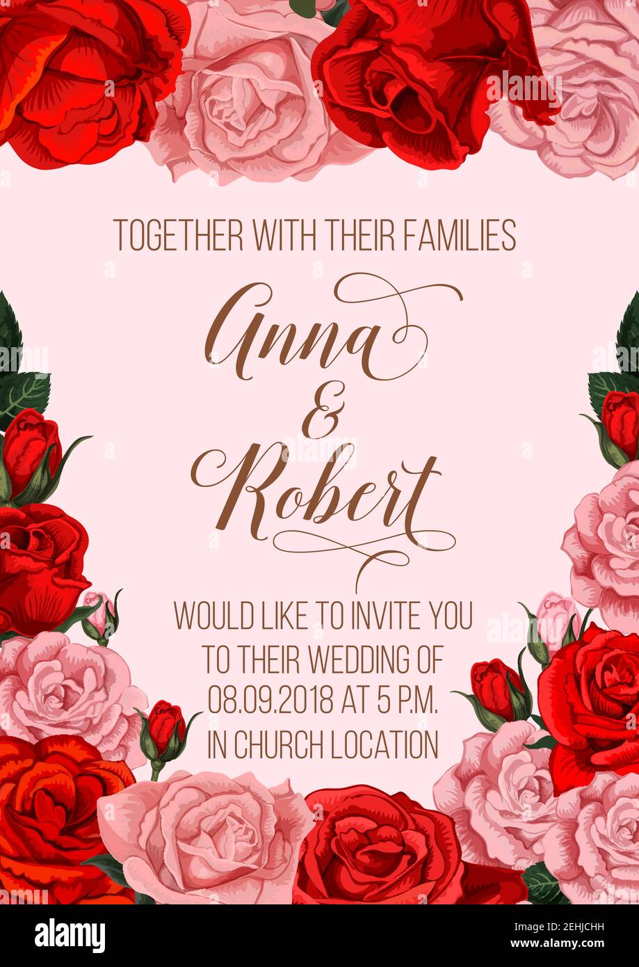 Red Rose Border Wedding