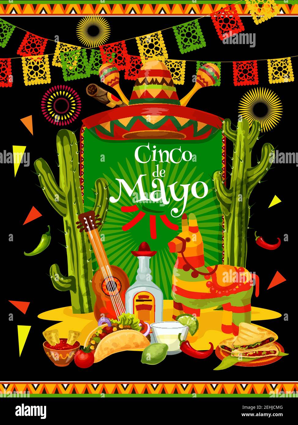 Cinco de Mayo festive banner for mexican holiday invitation. Fiesta ...