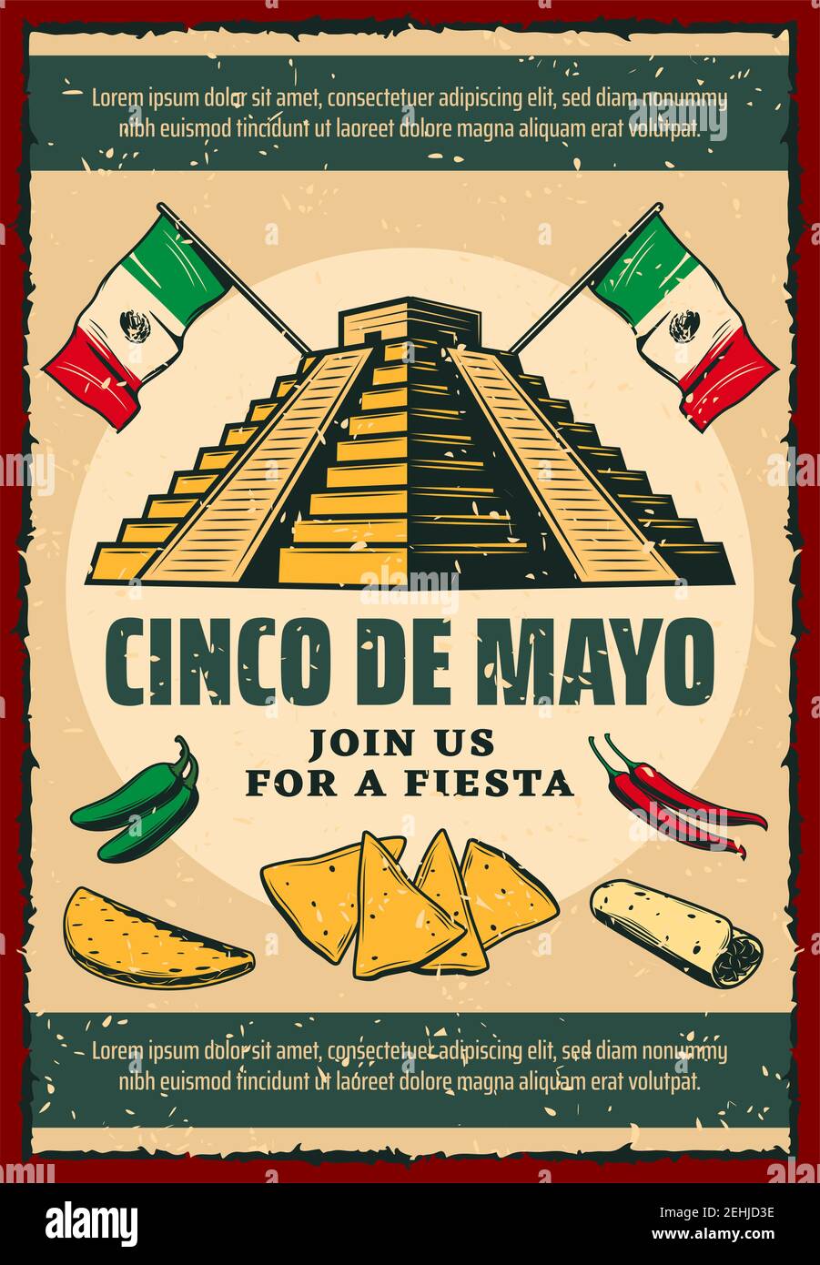 Cinco de Mayo fiesta party invitation poster for mexican holiday ...