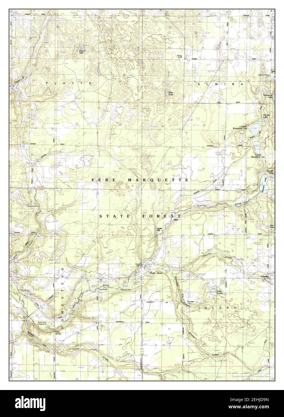 Platte River, Michigan, map 1983, 1:25000, United States of America by ...