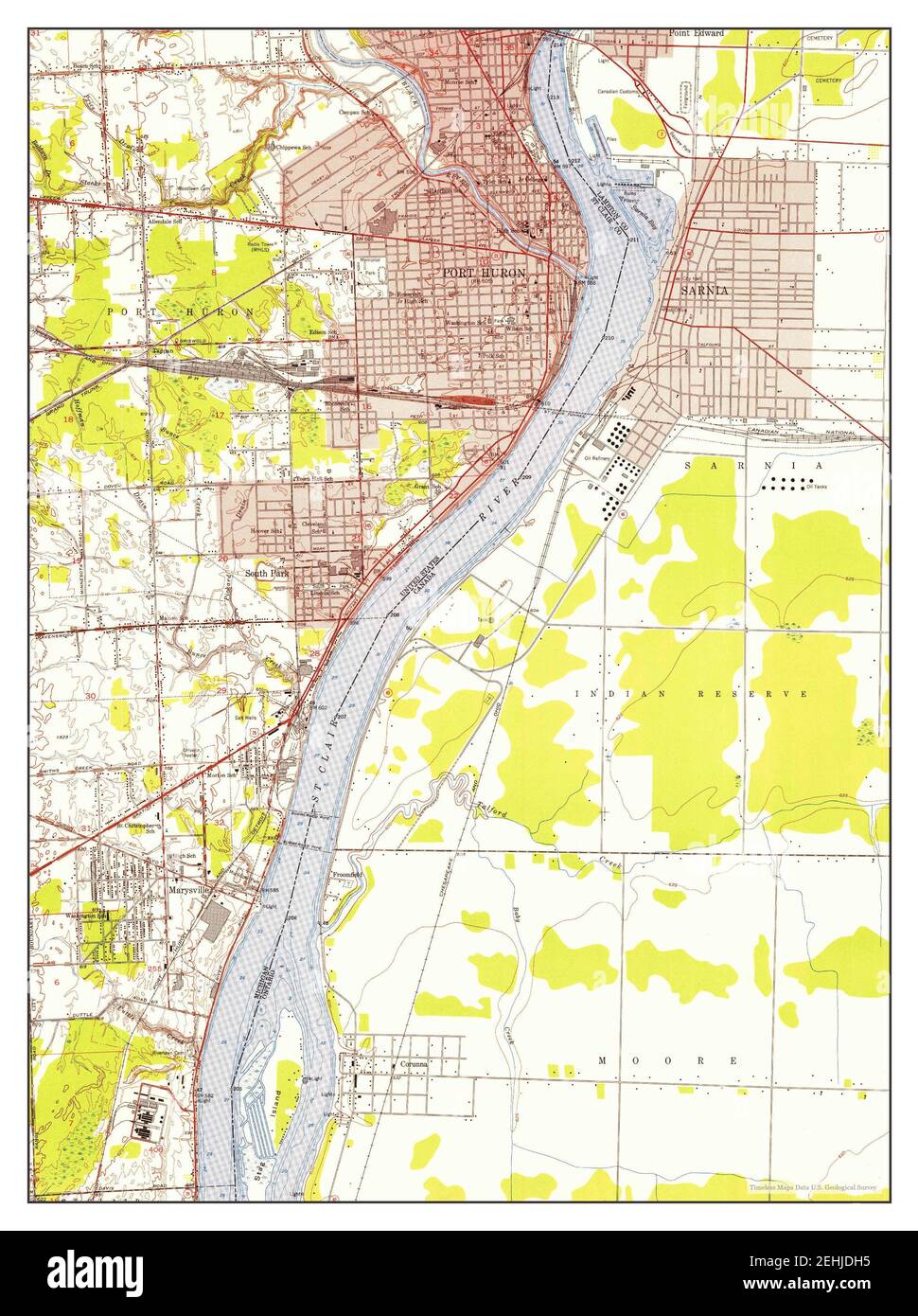 Port Huron, Michigan, map 1952, 1:24000, United States of America by ...