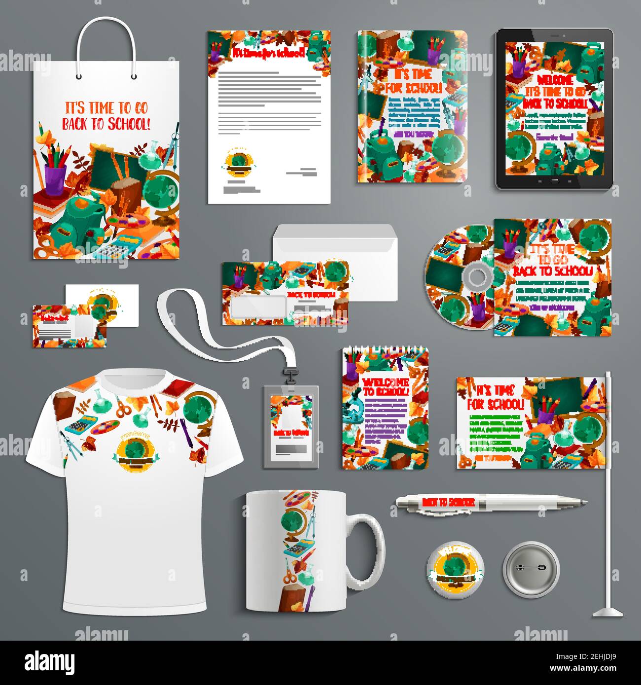 Back to School branded stationery or education promo apparel supplies ...