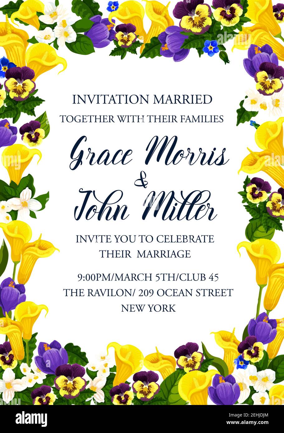 Wedding invitation floral banner for marriage celebration party ...