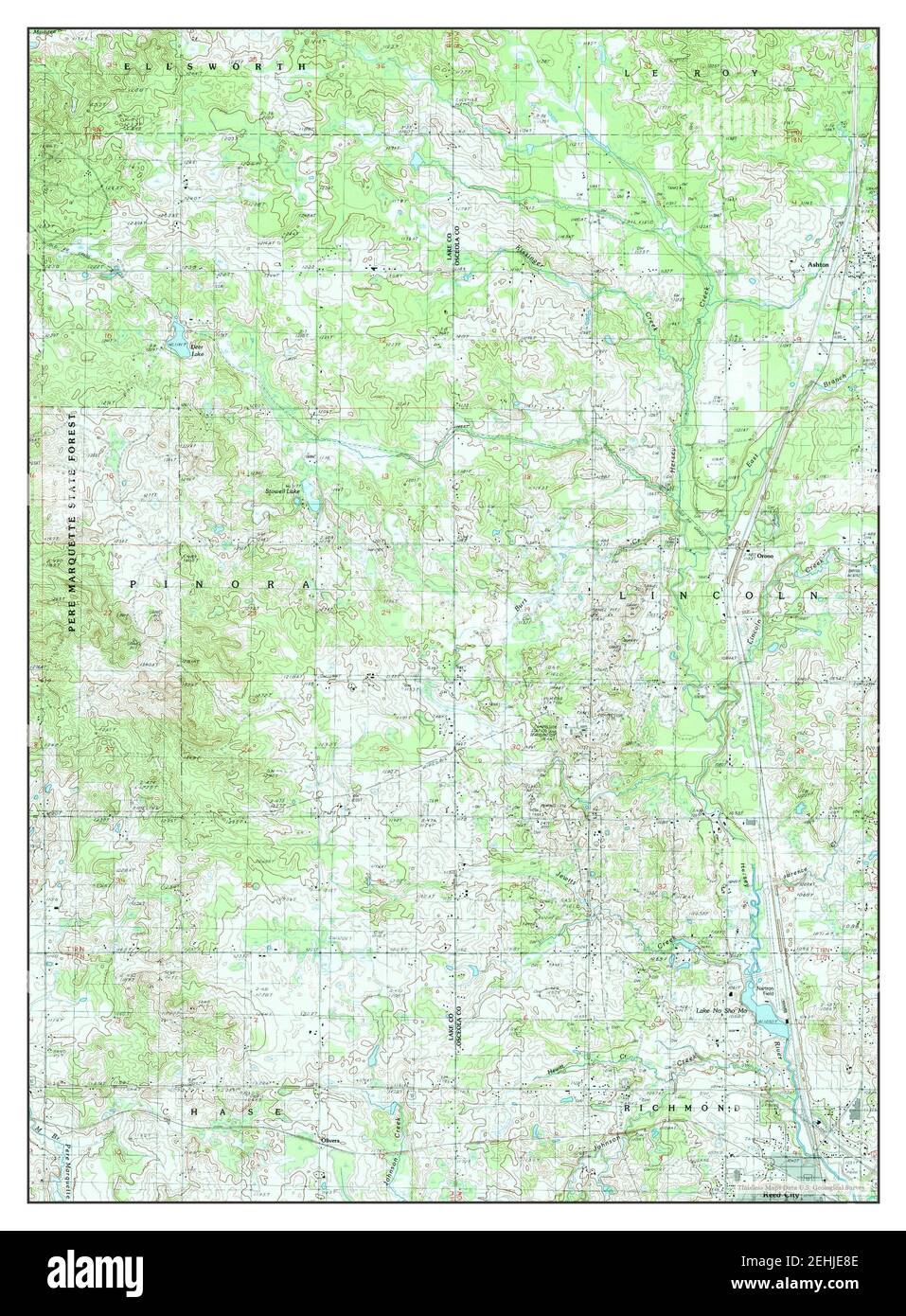 Reed City North, Michigan, map 1987, 1:24000, United States of America ...