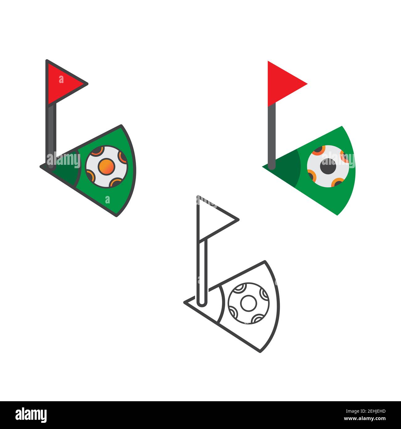 corner kick ilustration design. corner kick icon set isolated on white ...