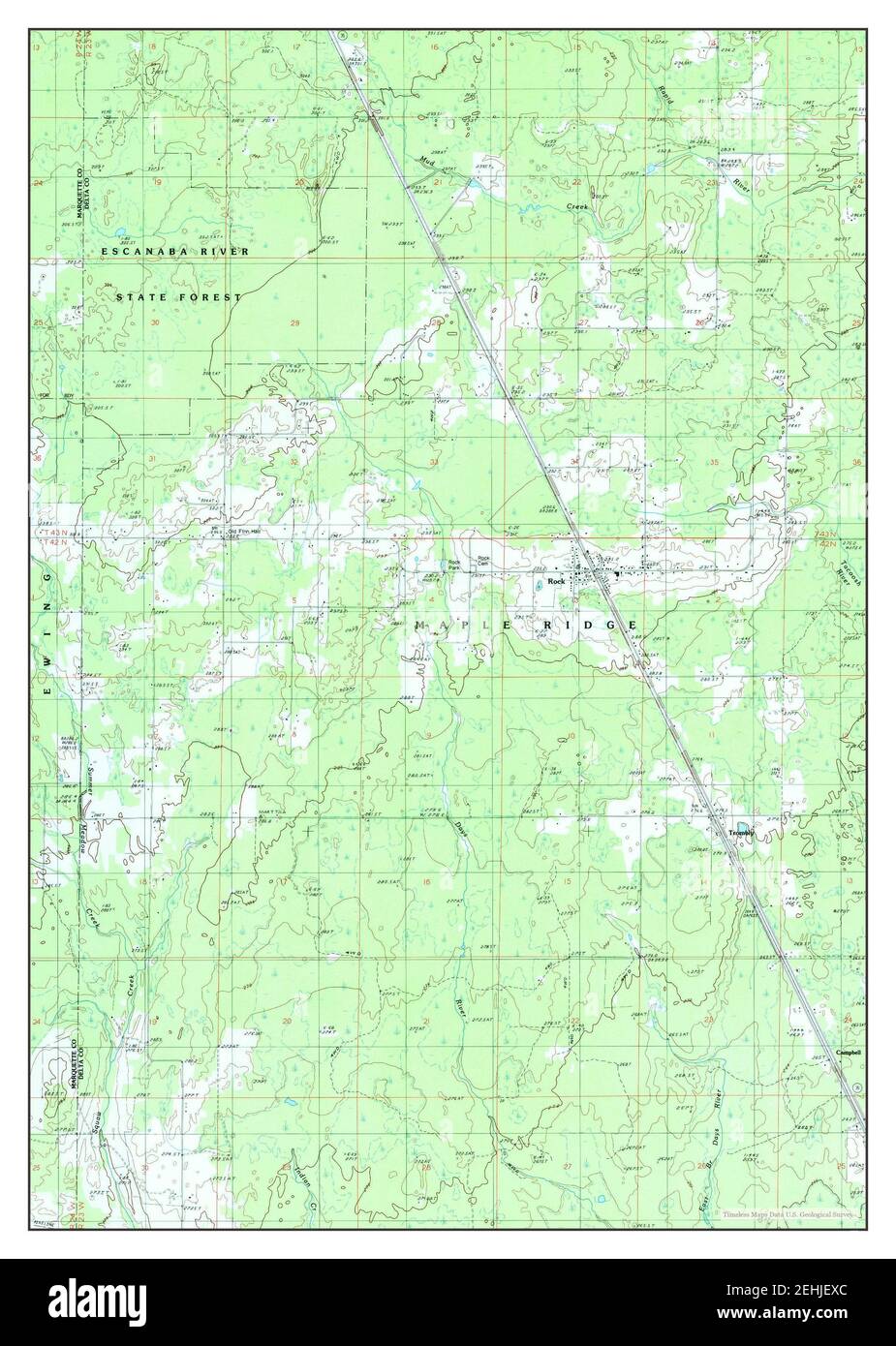 Rock, Michigan, map 1985, 1:24000, United States of America by Timeless ...