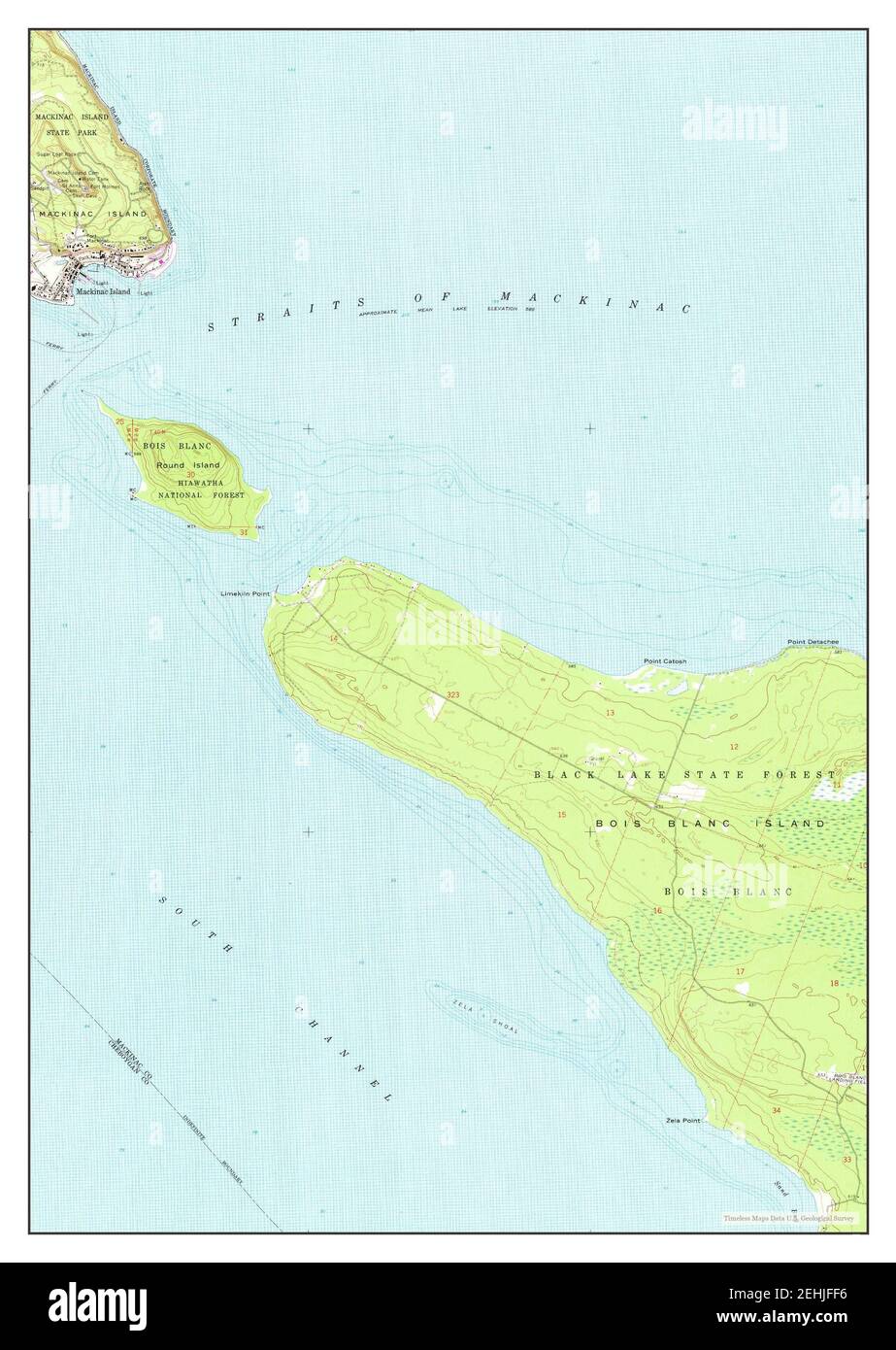 Round Island, Michigan, map 1964, 1:24000, United States of America by ...