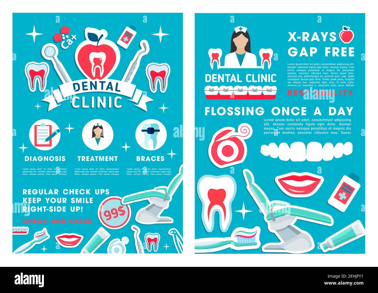 Dental clinic design with dentist check up, teeth diagnostics and ...