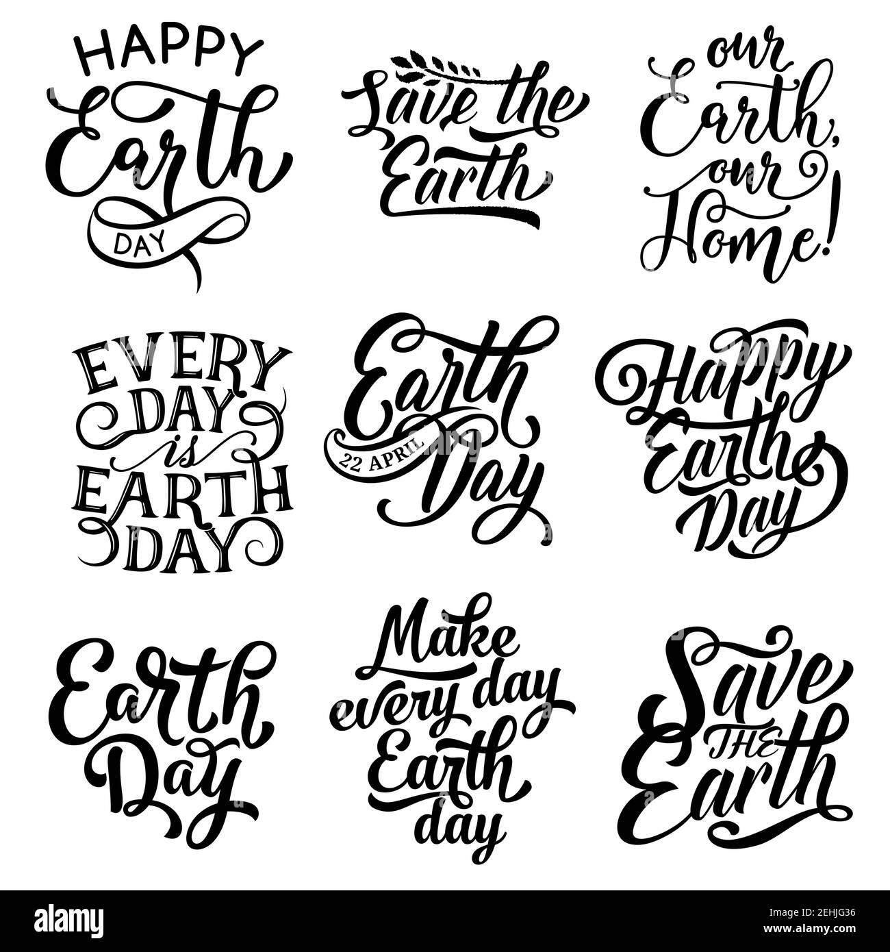 Earth day text icons for Save Planet holiday of 22 April greeting card ...