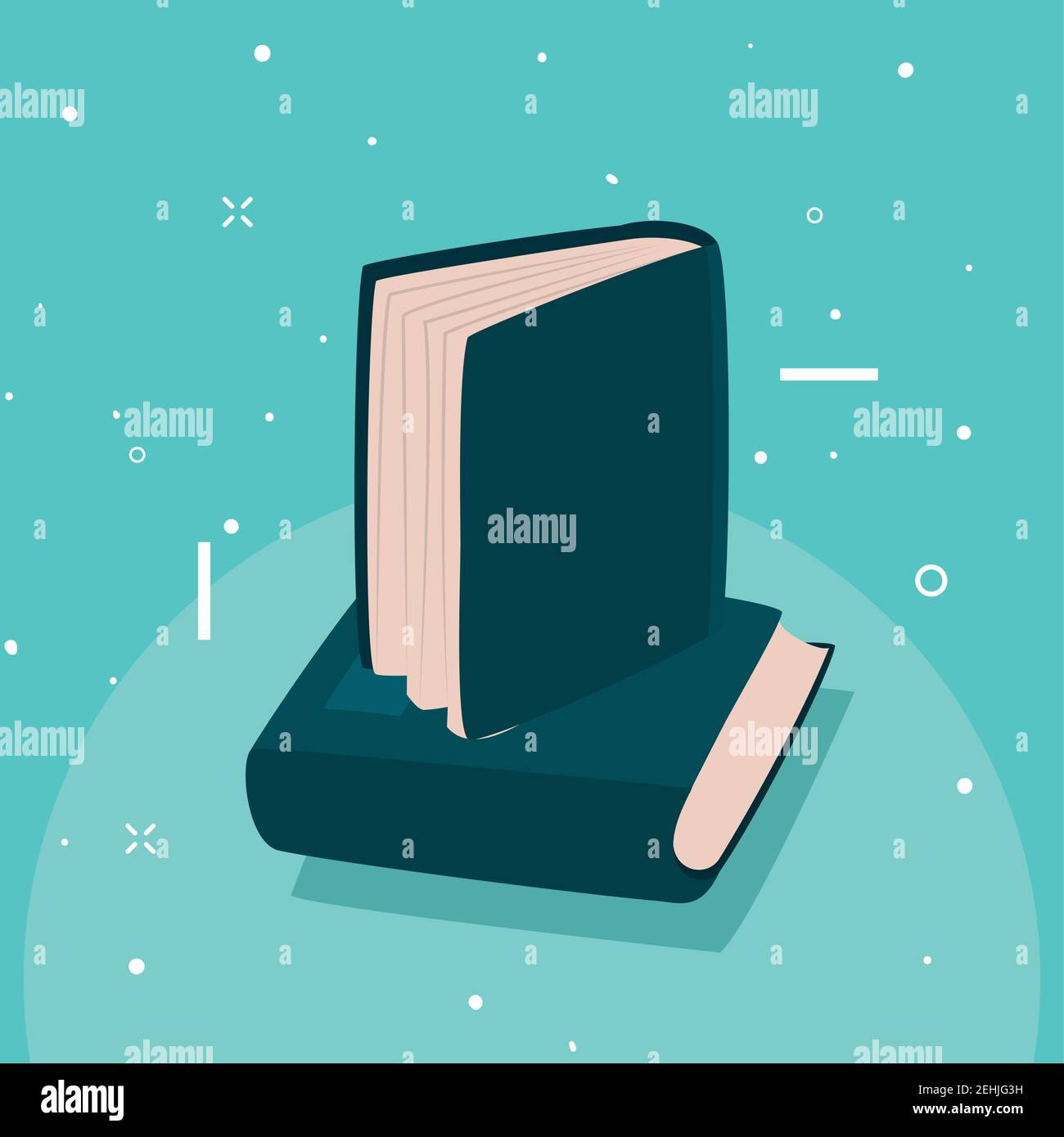 two books on blue background design, Education literature and read ...