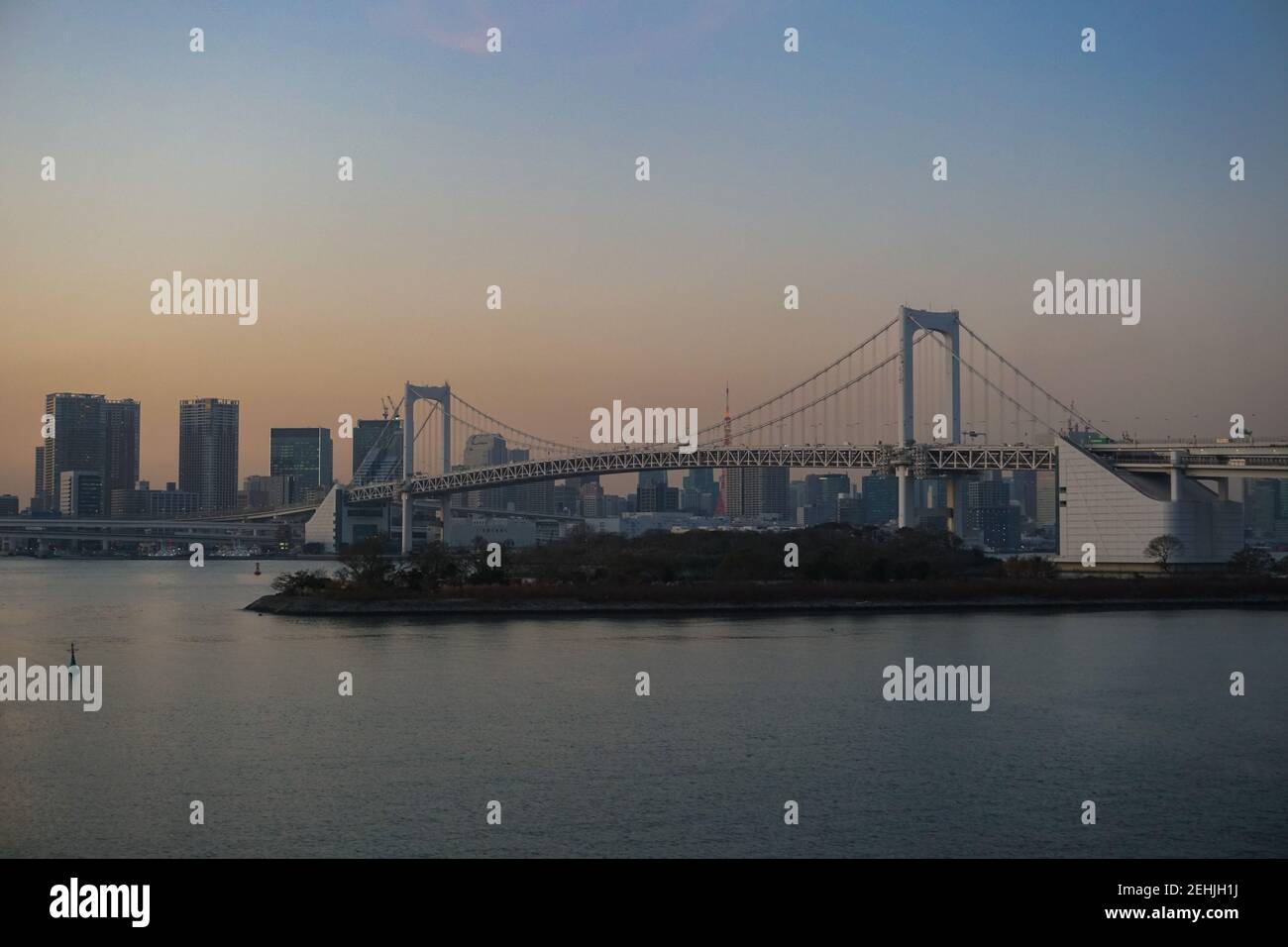 Rainbow Bridge and Tokyo Tower Sunset Tokyo Japan Stock Photo Stock ...