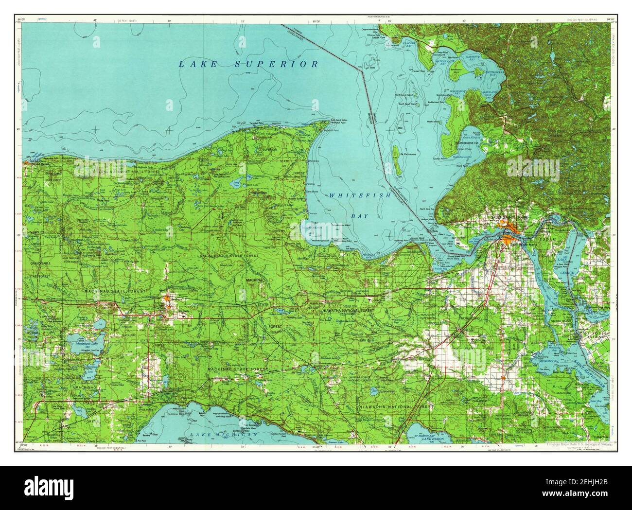 Sault sainte marie maps cartography geography hi-res stock photography ...