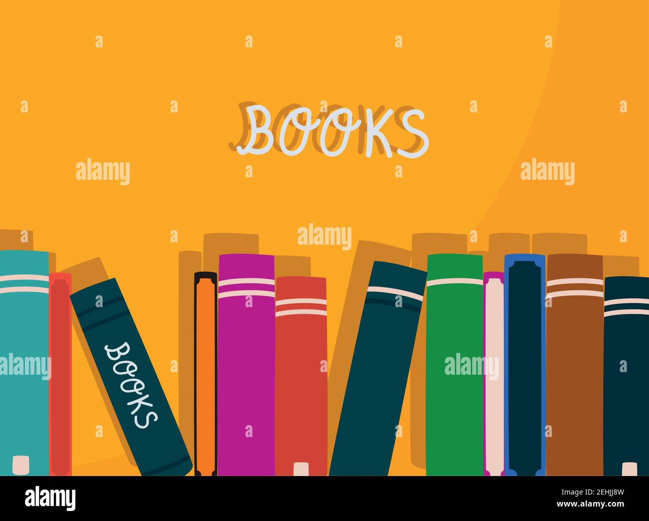 books set on orange background design, Education literature and read ...
