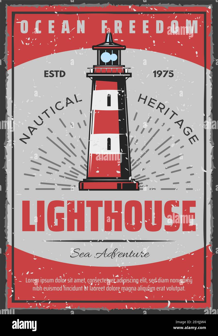 Lighthouse retro poster for safe sailing or seafarer and nautical ...