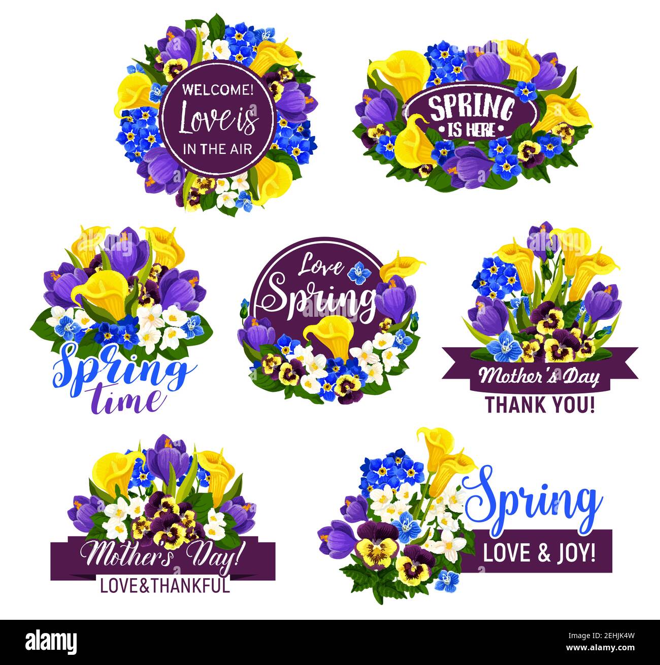 Flower bouquet badge ribbon Stock Vector Images - Alamy