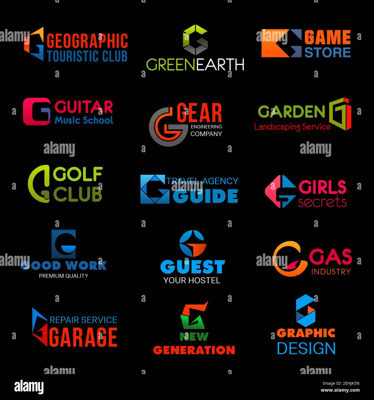 Letter G brand identity or company corporate design in tourism club or ...