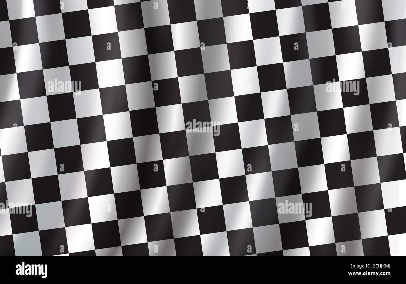 Checkered flag 3D background. Vector wavy start or finish flag with ...