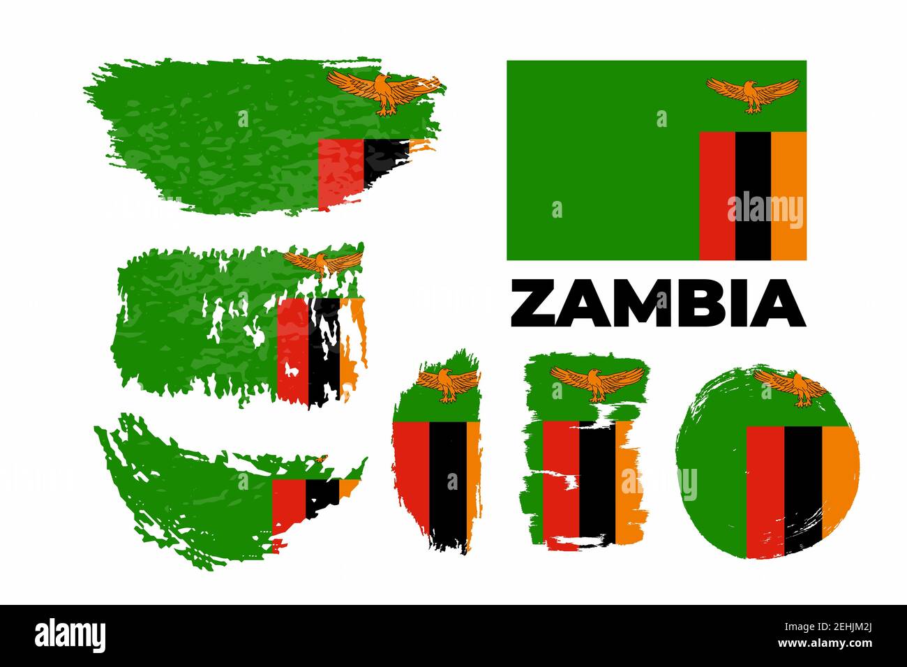 Brush painted grunge flag of Zambia country. Independence day of Zambia ...