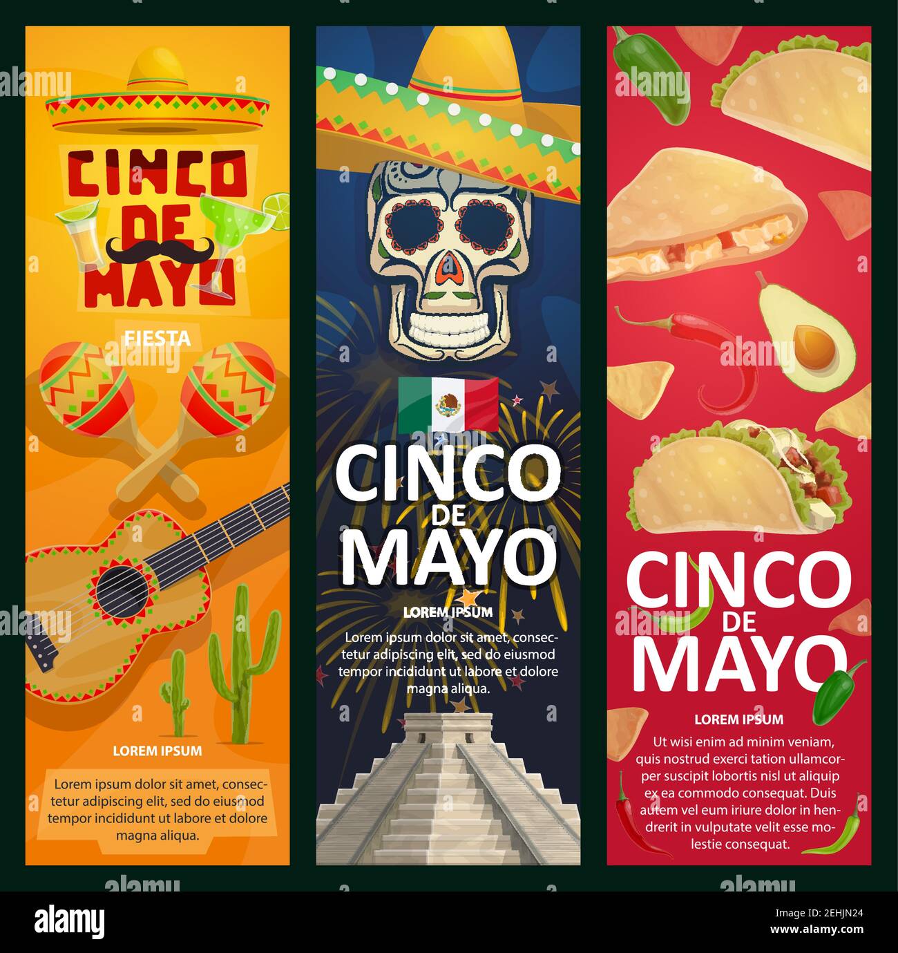 Cinco de Mayo Mexican holiday banners for fiesta celebration. Vector ...