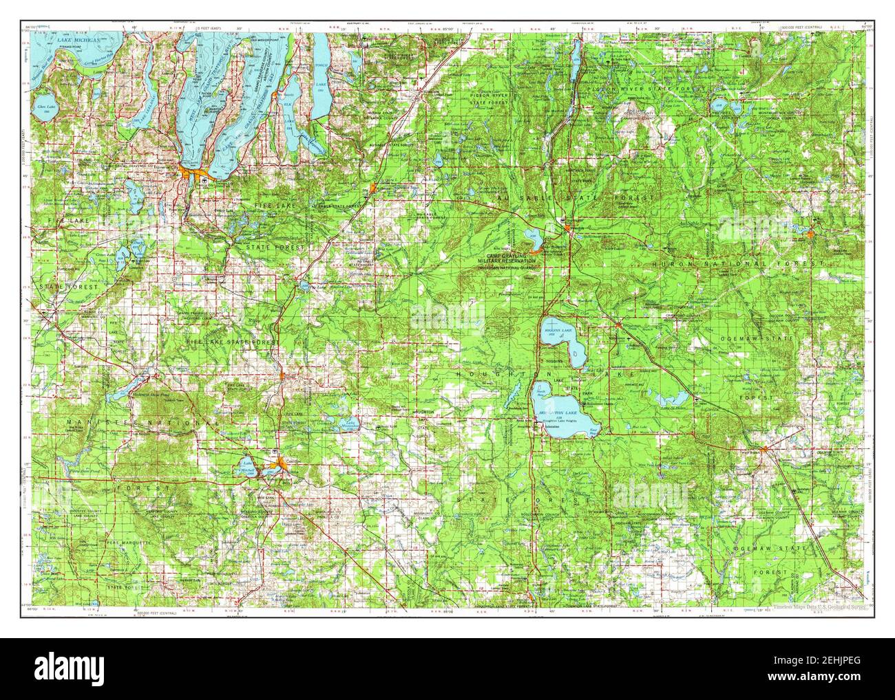 Traverse City, Michigan, map 1954, 1:250000, United States of America ...