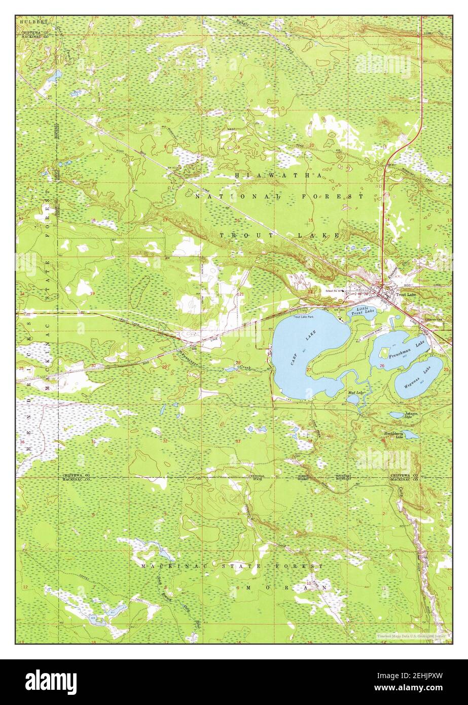 Trout lake michigan map Cut Out Stock Images & Pictures - Alamy