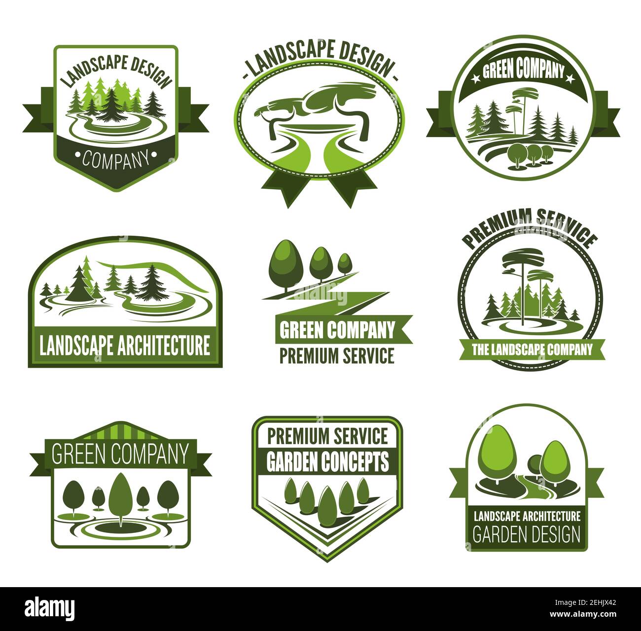 Gardens association icons for landscape design and horticulture ...