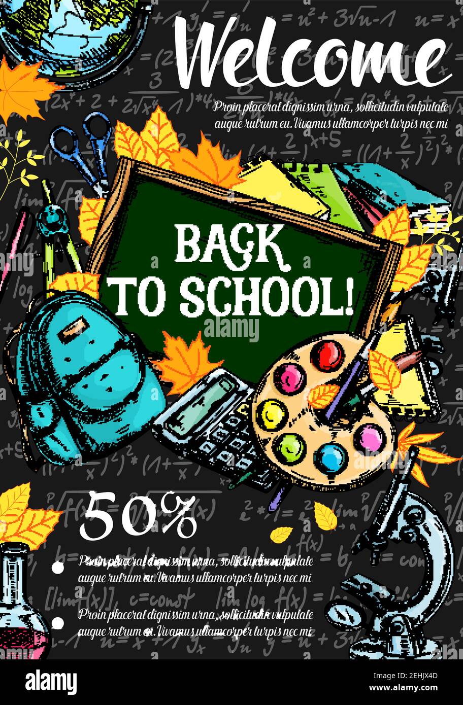 Back to school discount offer banner of season sale template. School ...