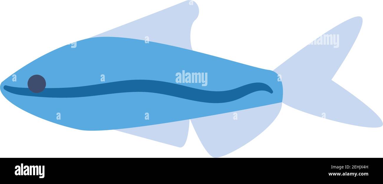Blue fish animal with line isolated design Sea life ecosystem fauna and ...