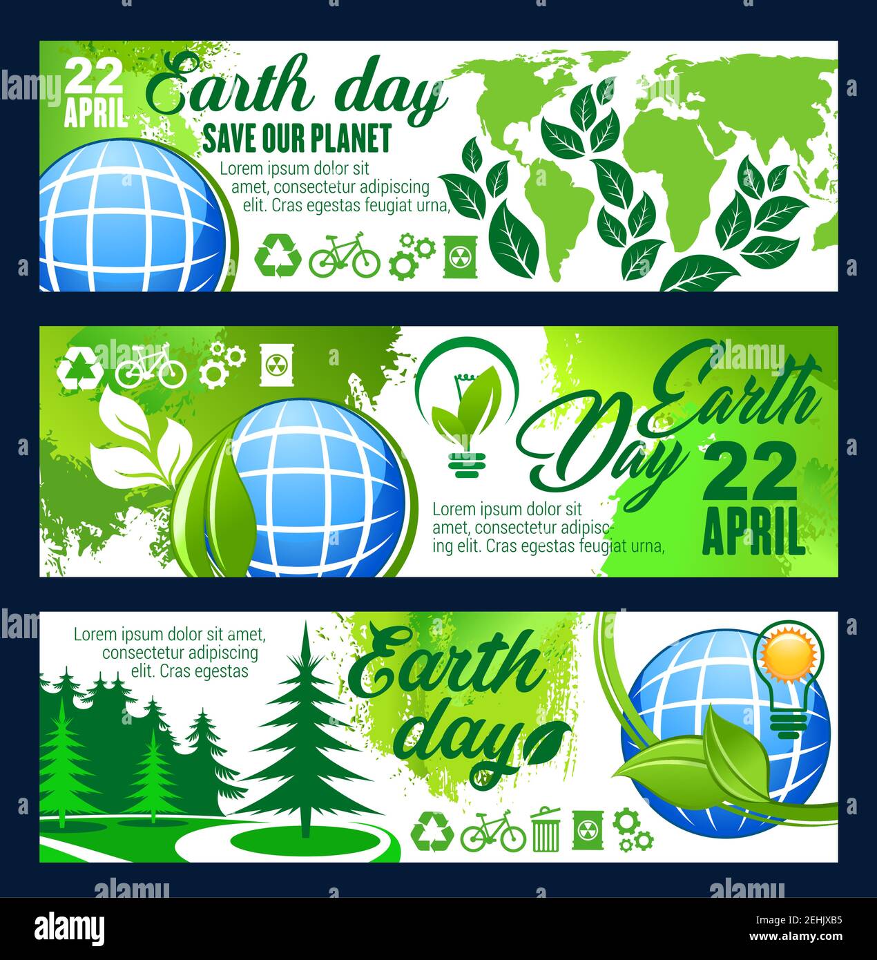 Save Planet banner for Earth Day 22 April celebration template. Blue ...