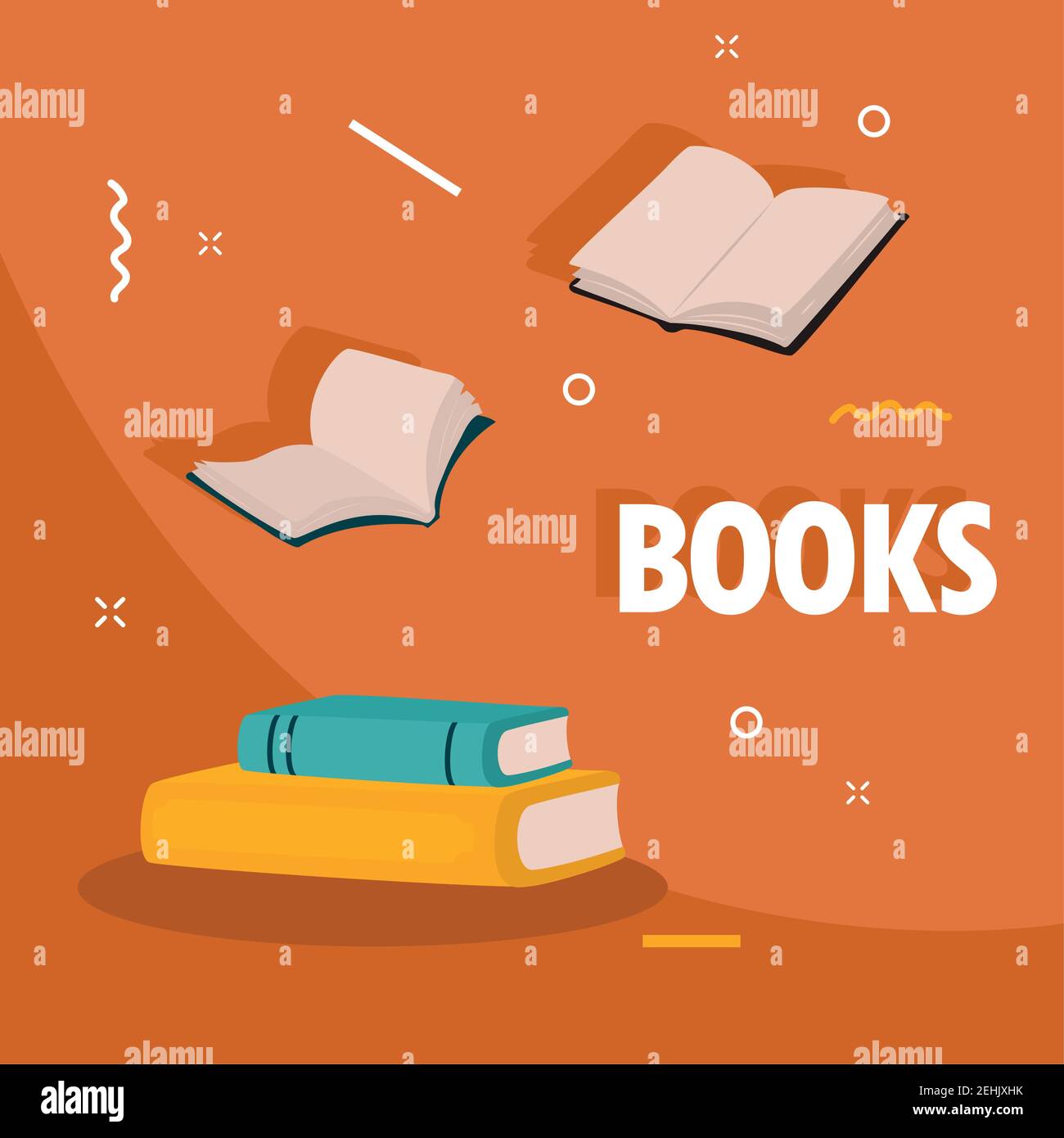 books on orange background design, Education literature and read theme ...