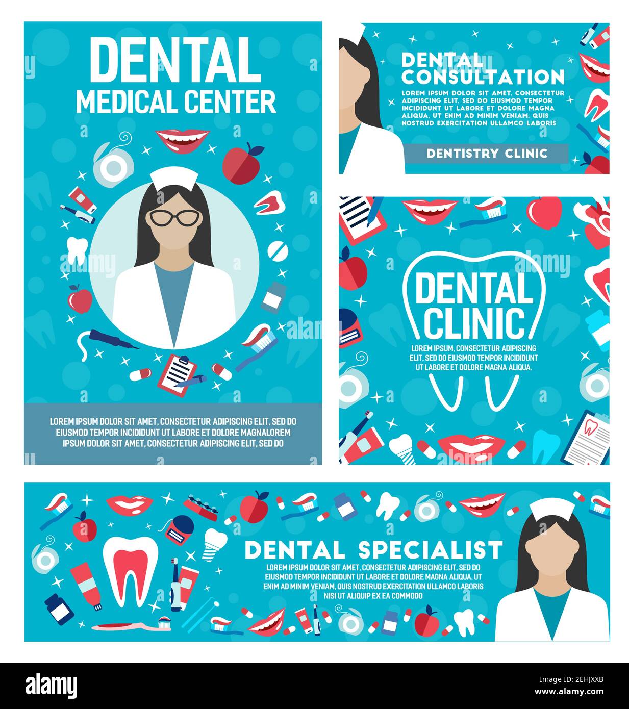 Dental clinic posters and banners for dentistry medical center. Vector ...