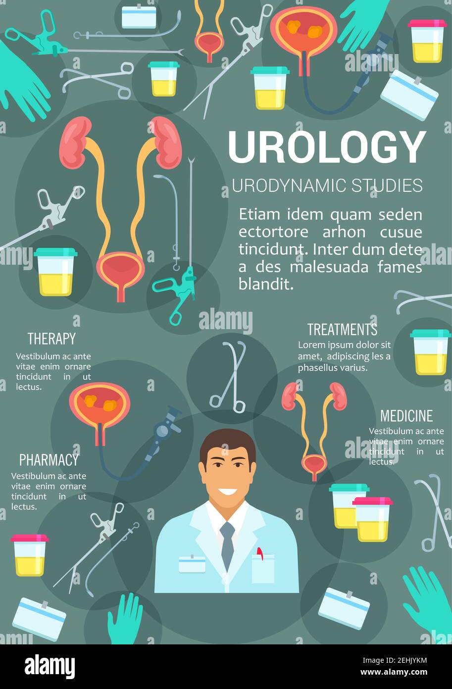 Urology medicine, urologist and medical icons. Genitourinary surgery ...