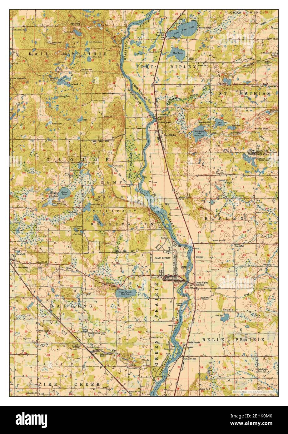 Belle Prairie, Minnesota, map 1950, 1:62500, United States of America ...