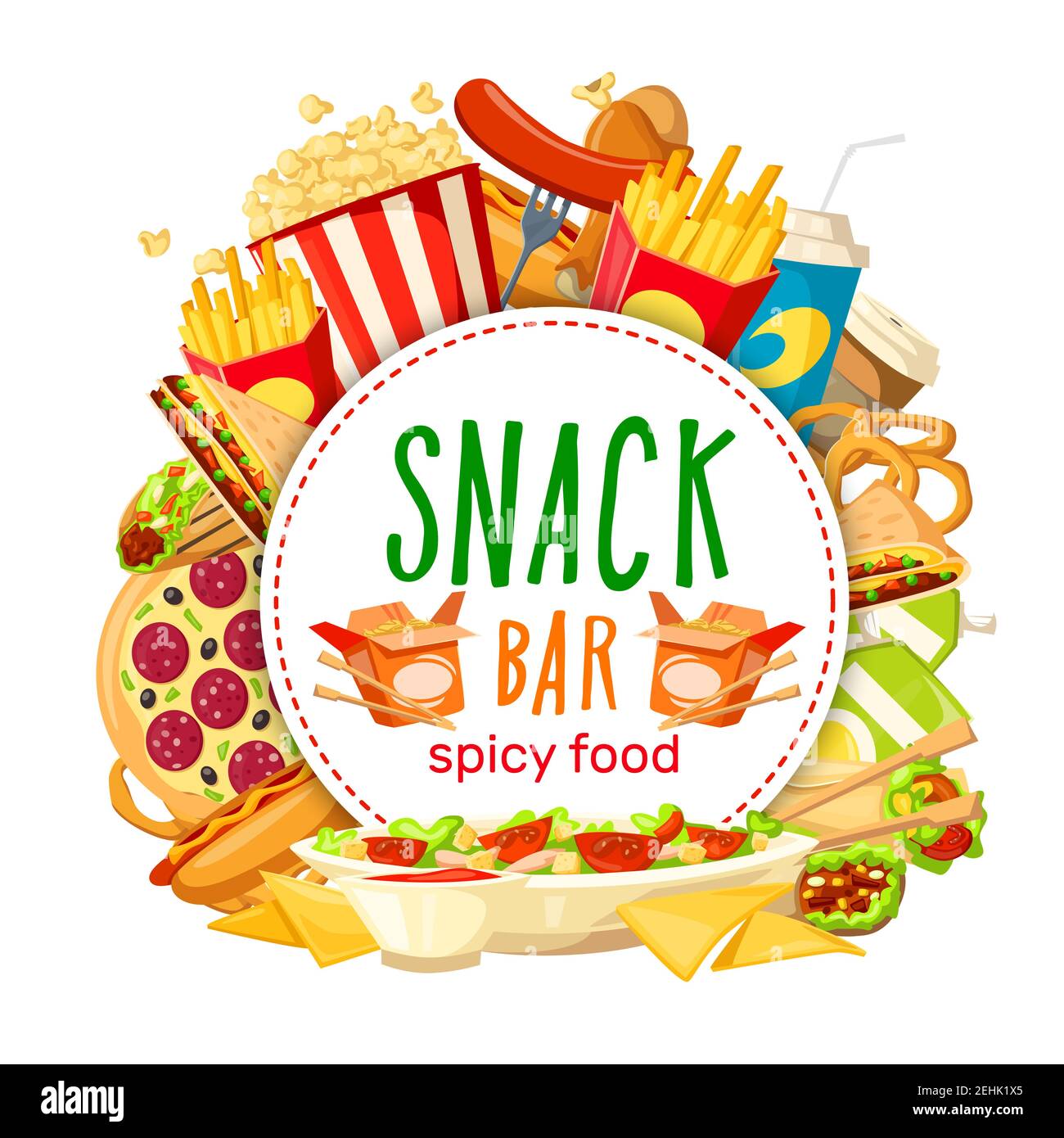 Fast food menu poster for fastfood snack bar or cafe and restaurant ...