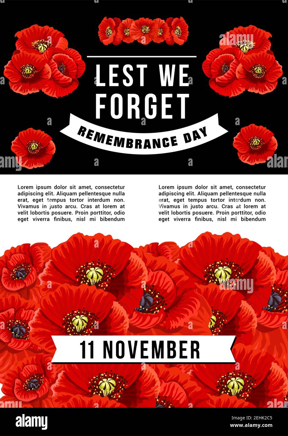 Vector banner lest we forget, concept of Remembrance day. Vector poster ...