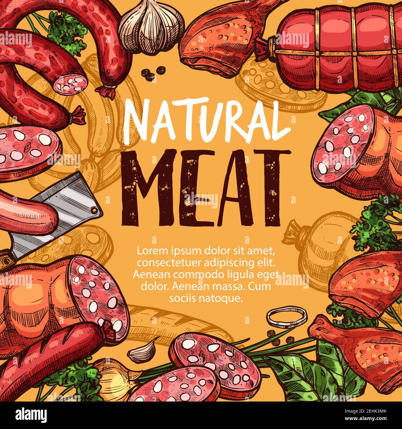 Raw pork sausage knife Stock Vector Images - Alamy