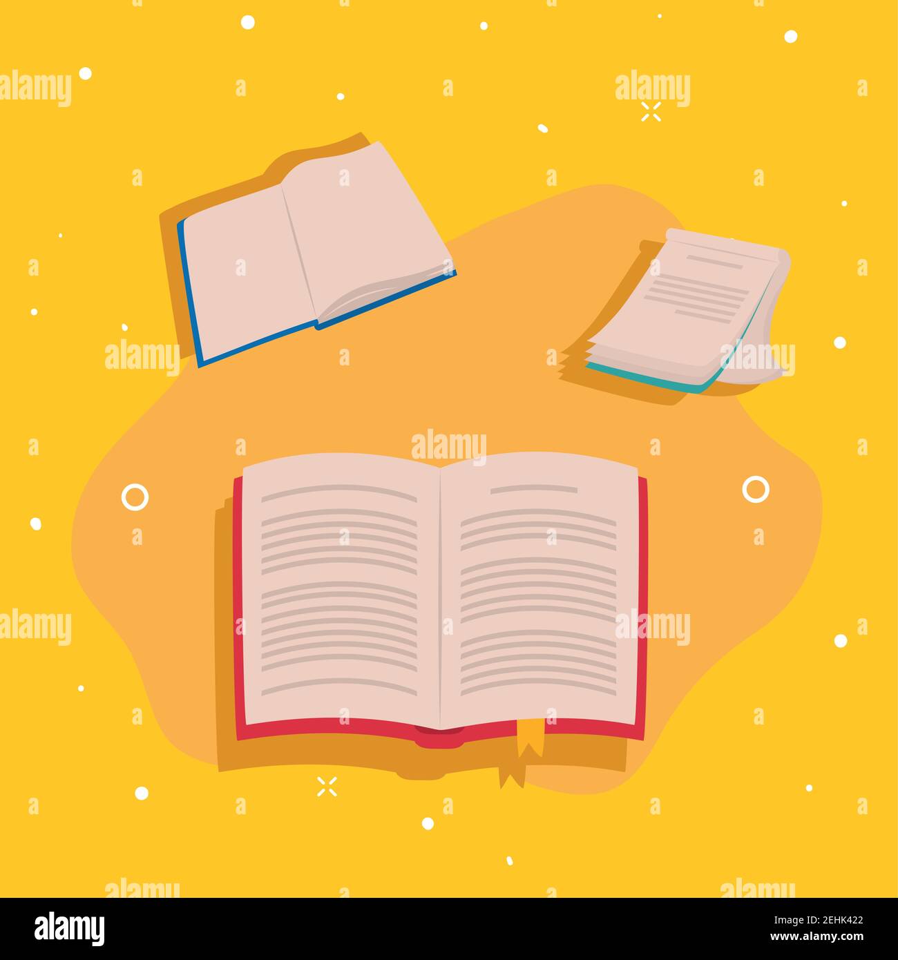 books on yellow background design, Education literature and read theme ...